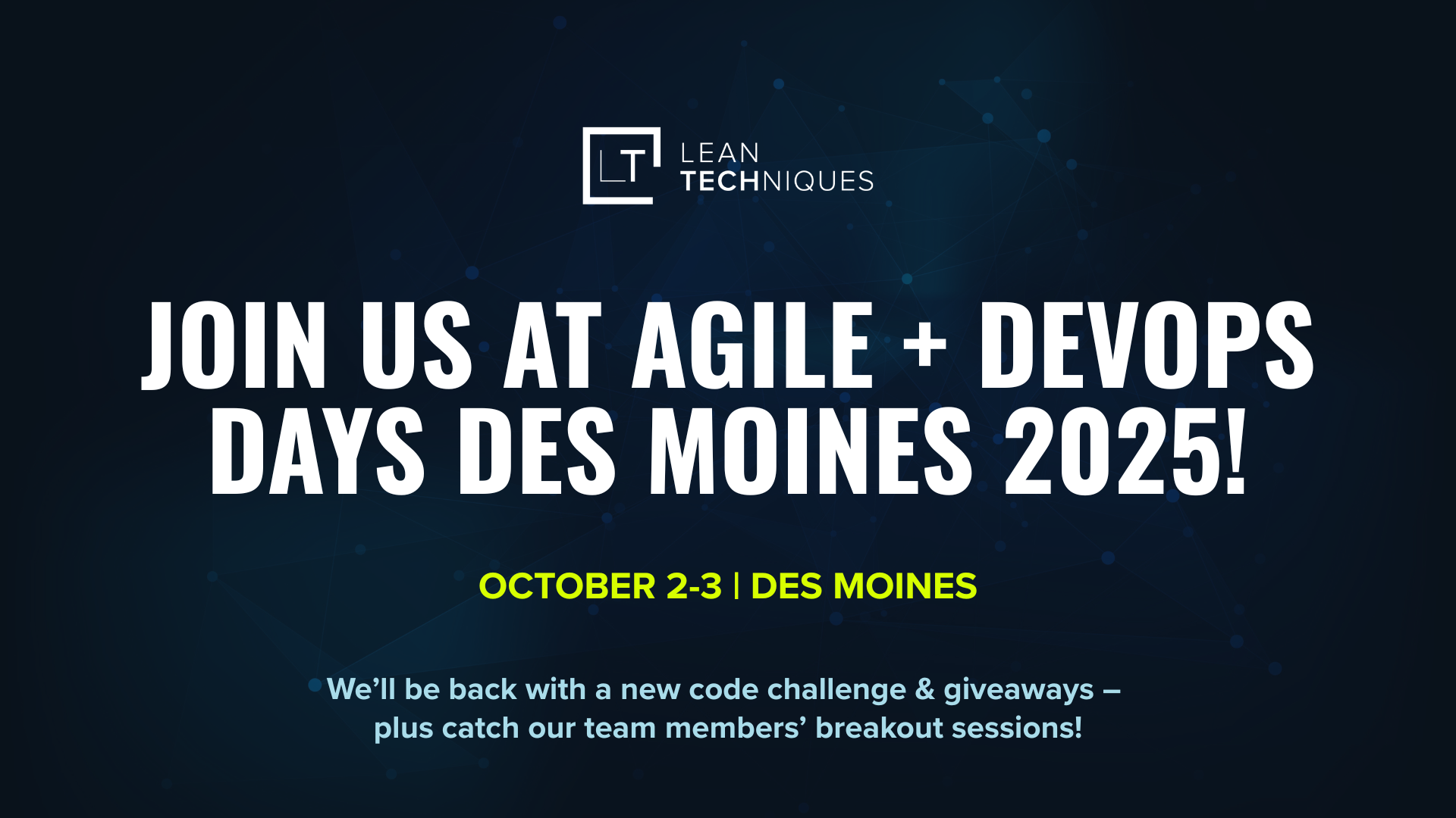 Join the LT team at Agile + DevOps Days Des Moines in October! | Lean TECHniques